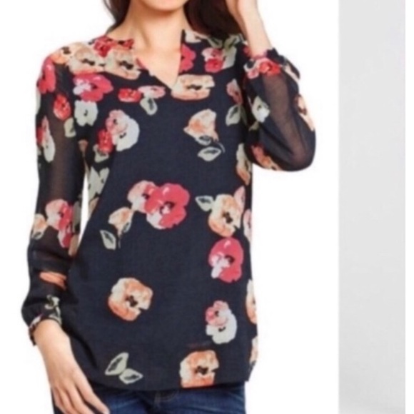 CAbi | Tops | Cabi Poppy Top Blouse Sheer Long Sleeve Sz Xs | Poshmark